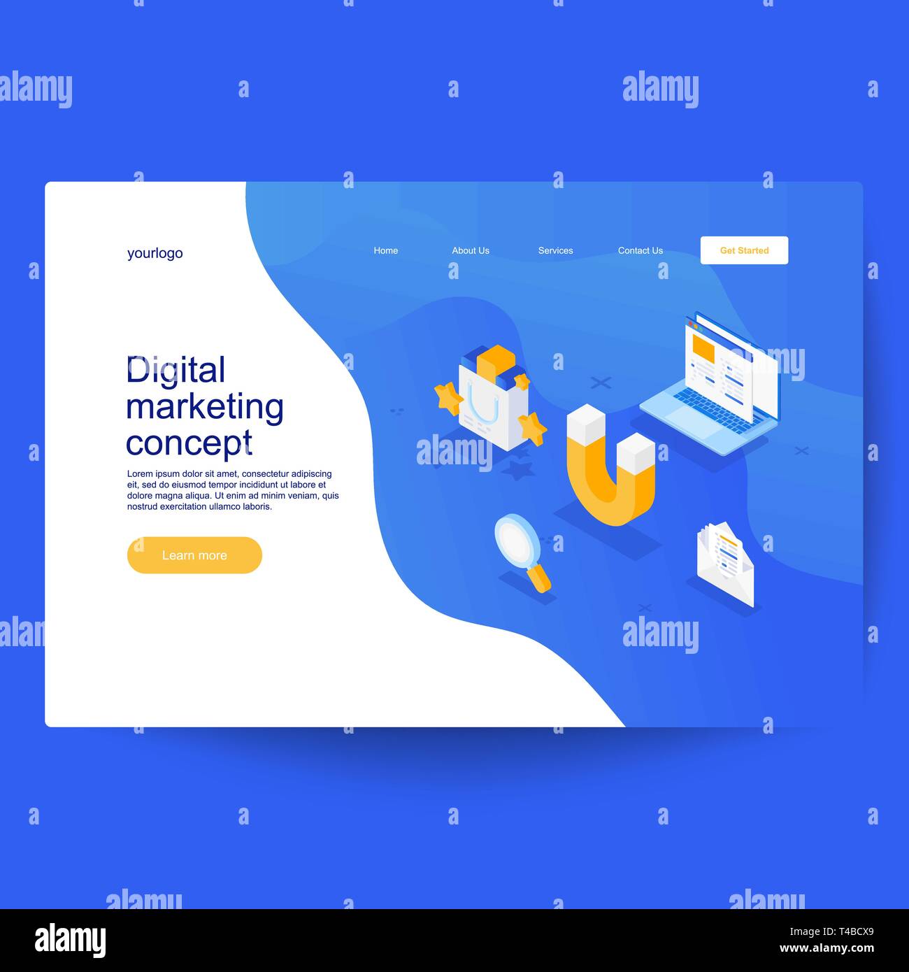 Digital marketing concept. Development and software. Computer code with ...