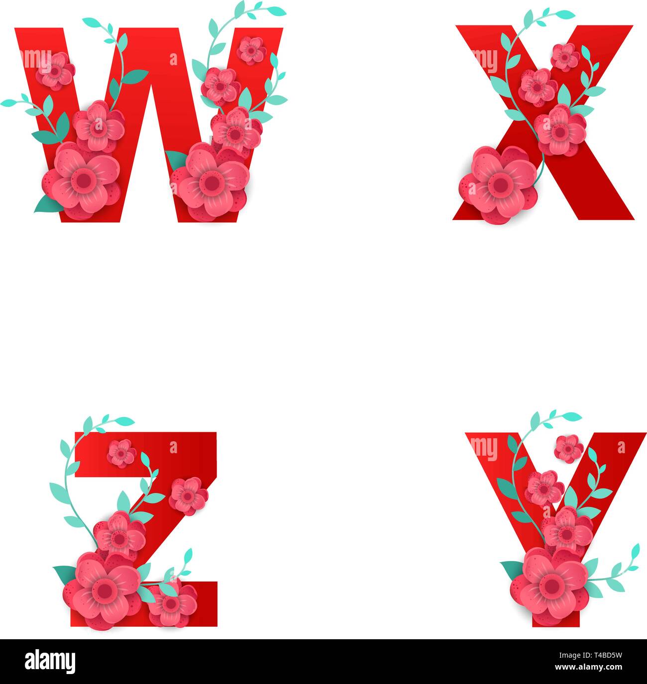 Creative abstract gradient flower letters of the alphabet with flowers ...