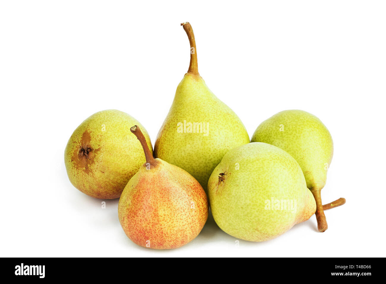 Pile of ripe pears isolated on white background. space for text Stock ...