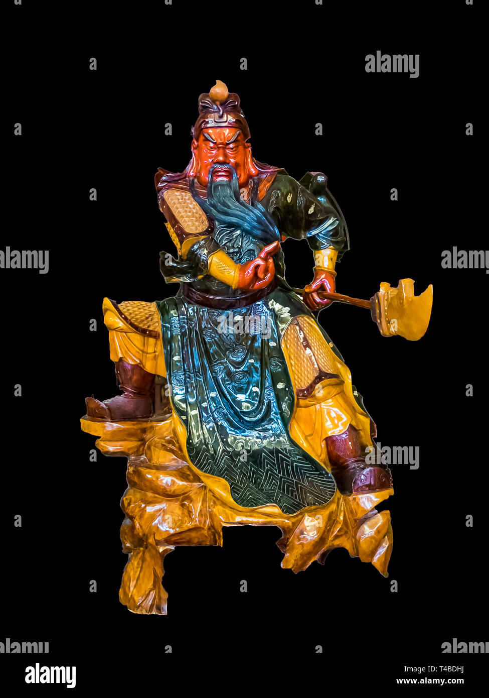 Statue Kwnao Guanyu red face holding halbert,god of china on black ...