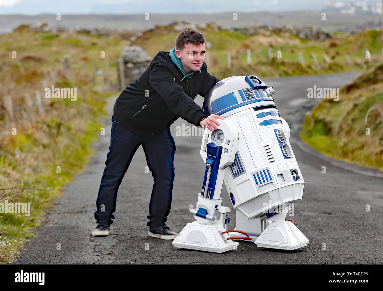 Jack Hanna from Downpatrick in County Down pushes his hand built R2D2 ...