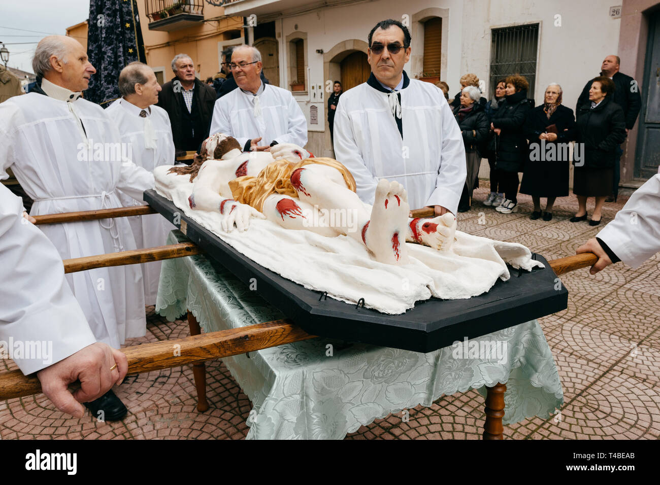 BARILE, ITALY - APRIL 18, 2014 - The representation of Easter's Via ...