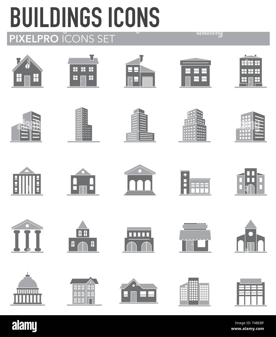 Buildings icons set on white background for graphic and web design ...
