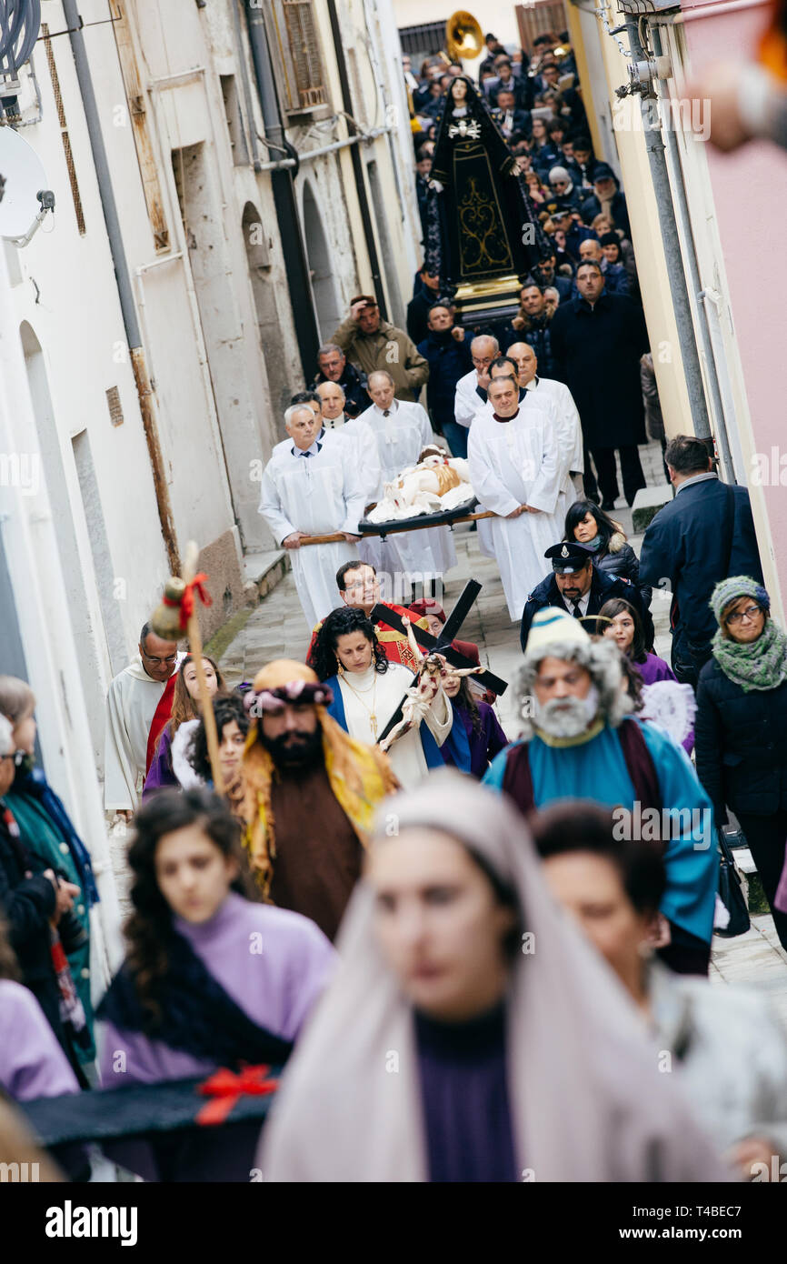 BARILE, ITALY - APRIL 18, 2014 - The representation of Easter's Via ...