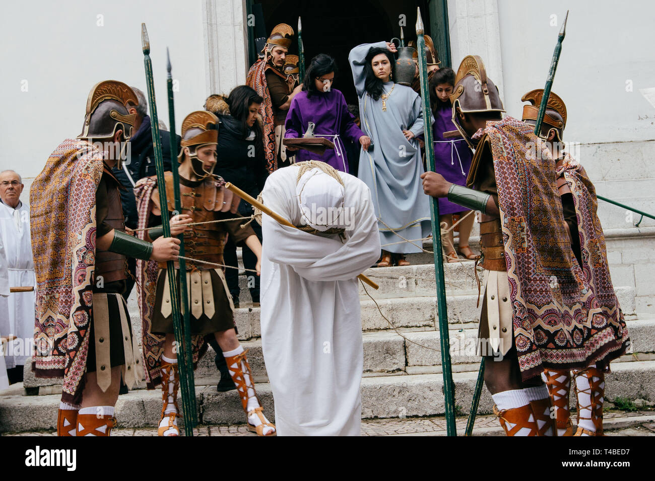 BARILE, ITALY - APRIL 18, 2014 - The representation of Easter's Via ...