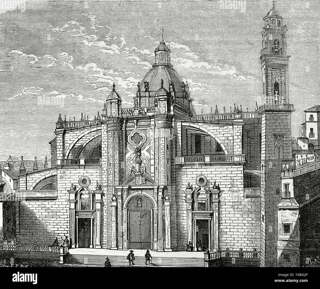 Spain, Andalusia, Jerez de la Frontera. Cathedral main facade. Baroque ...