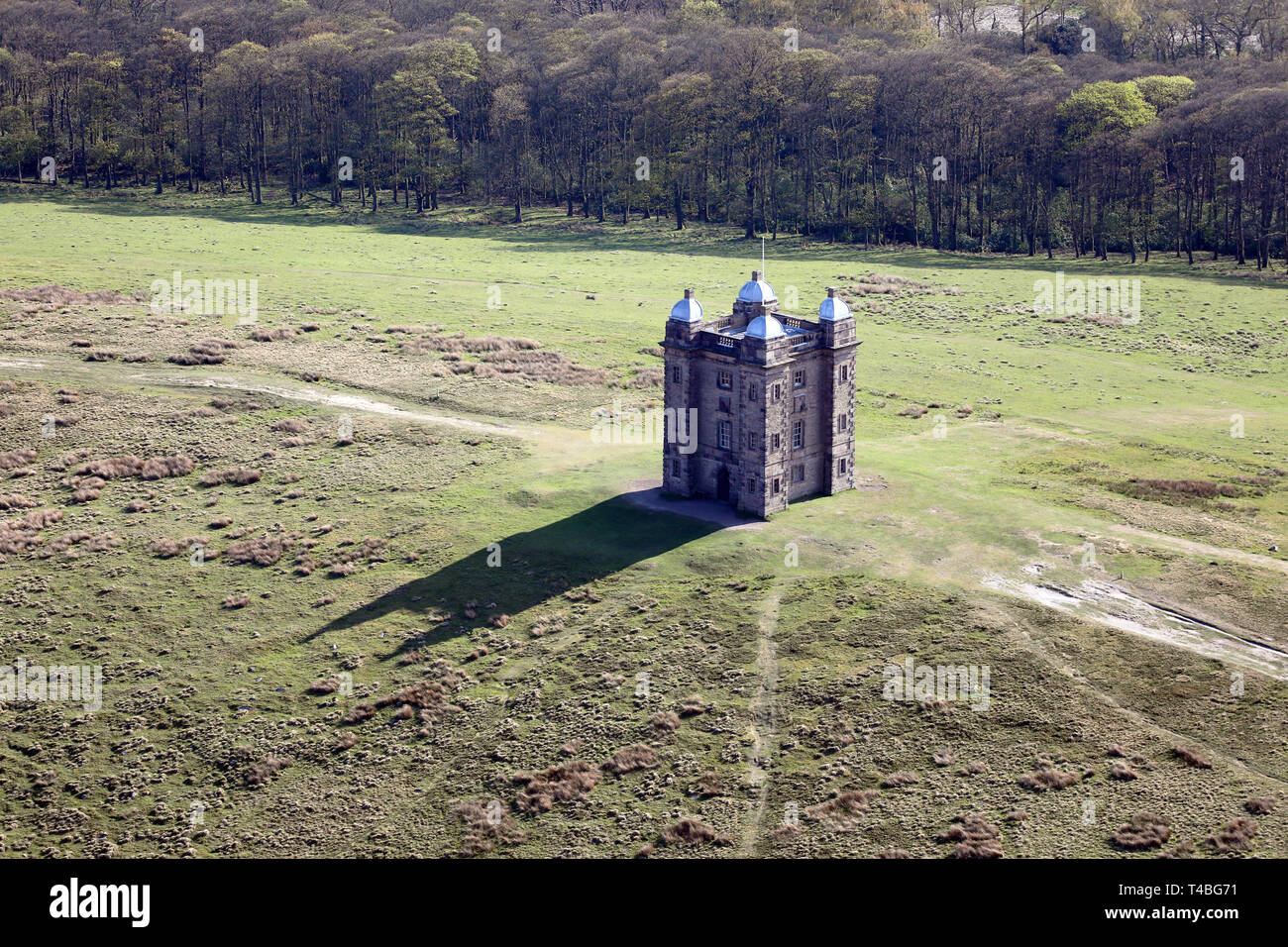 aerial view of The Cage, a 16th century hunting lodge tower and ...