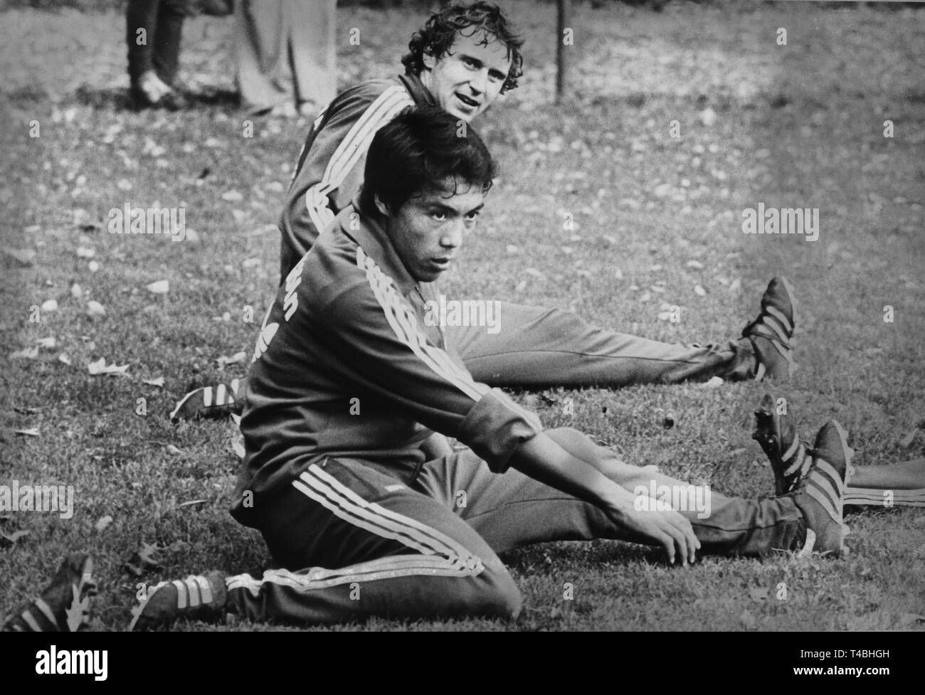 Japanese national striker Jasuhiko Okudera (in the front) during his ...