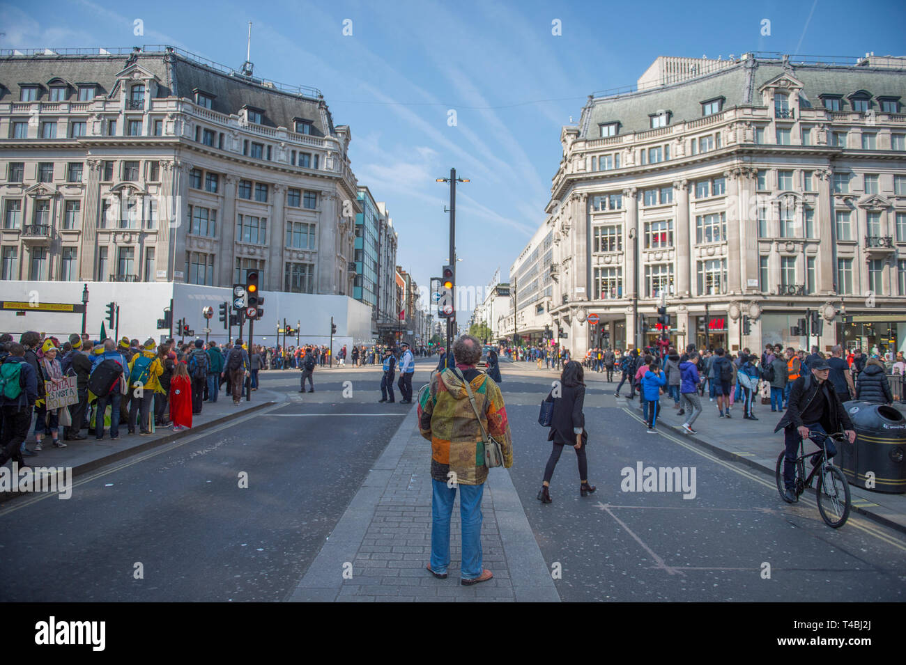 15th April, 2019. Extinction Rebellion protest gathers in Oxford Circus ...