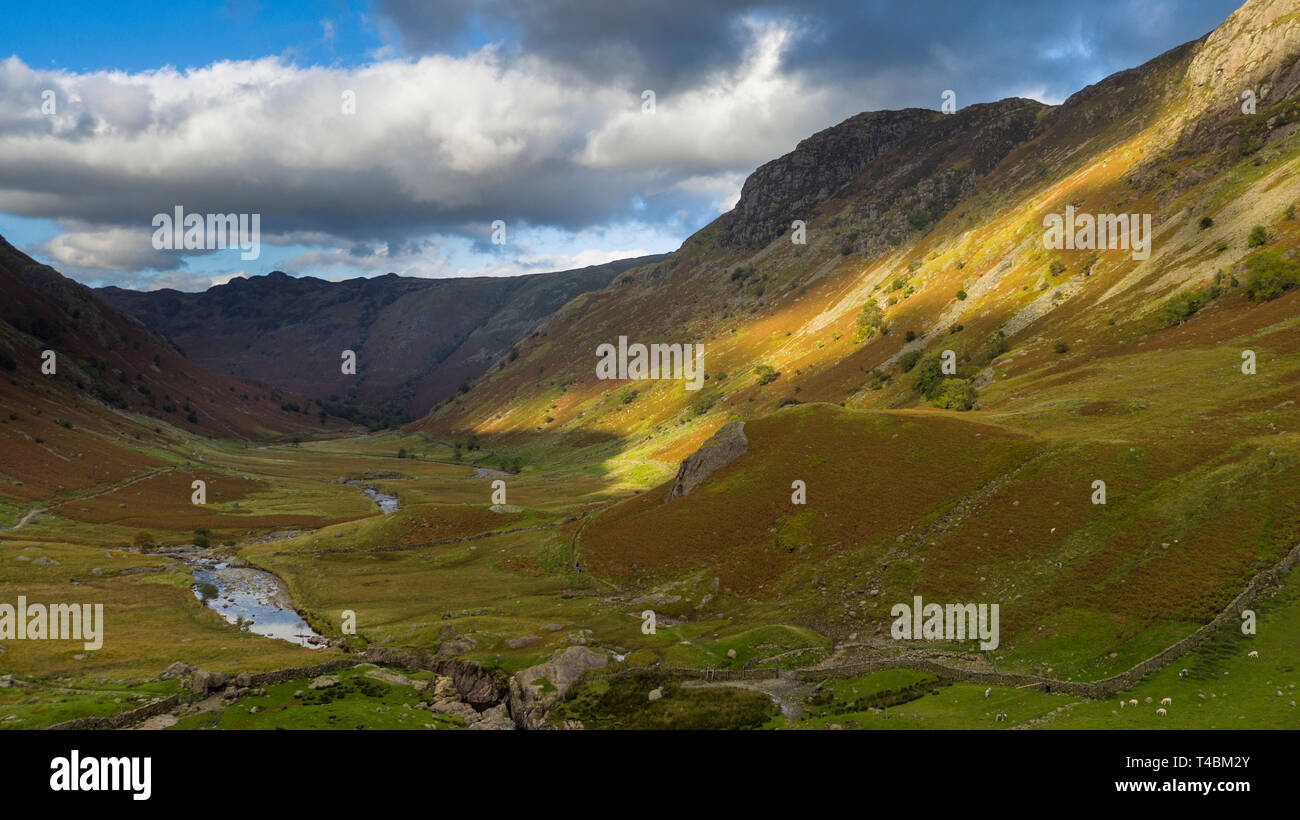 England, Cumbria, Lake District National Park. Langstrath Beck running ...