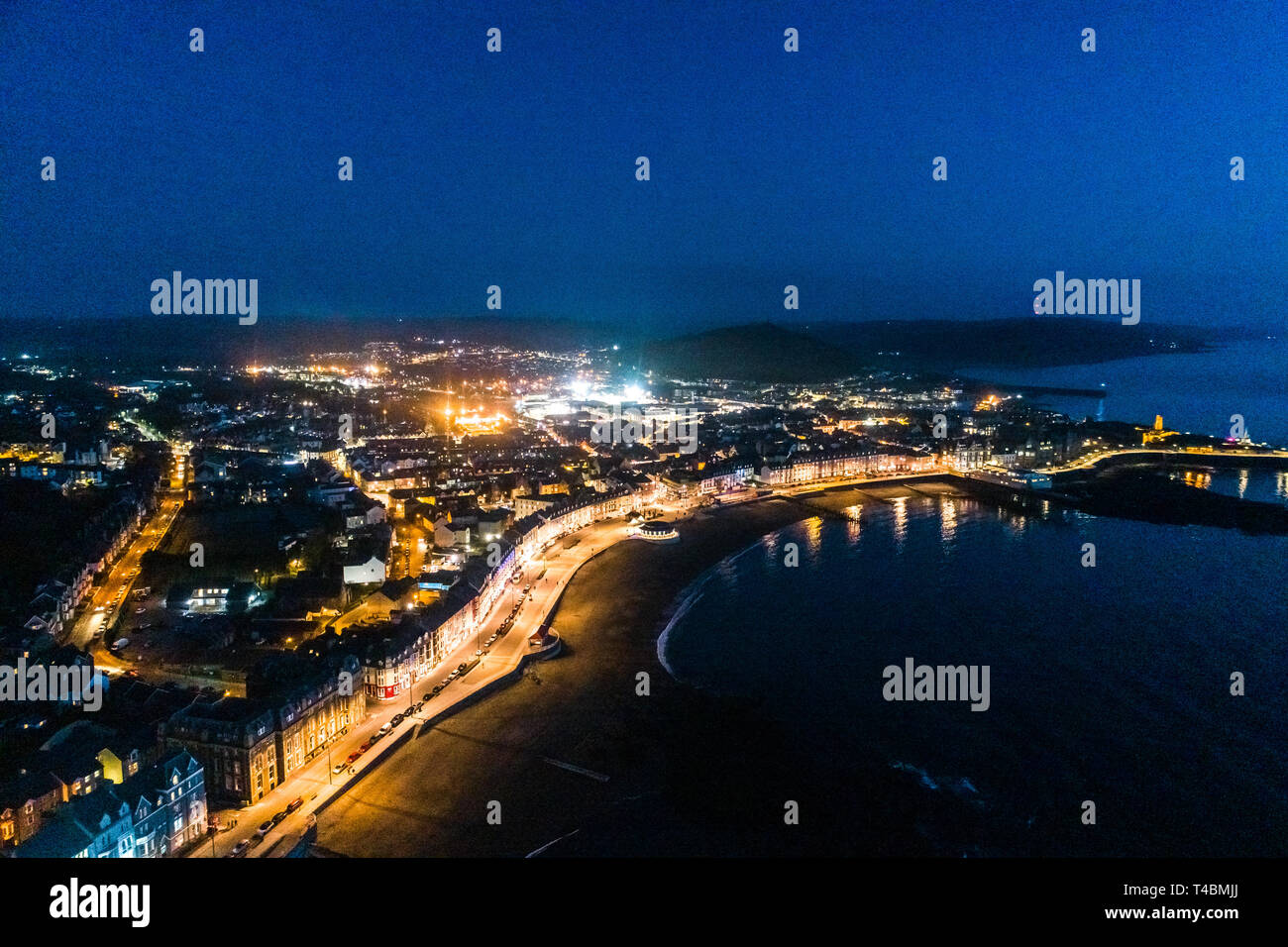 Aerial view of Aberystwyth , on the Cardigan Bay coast, west wales, at ...