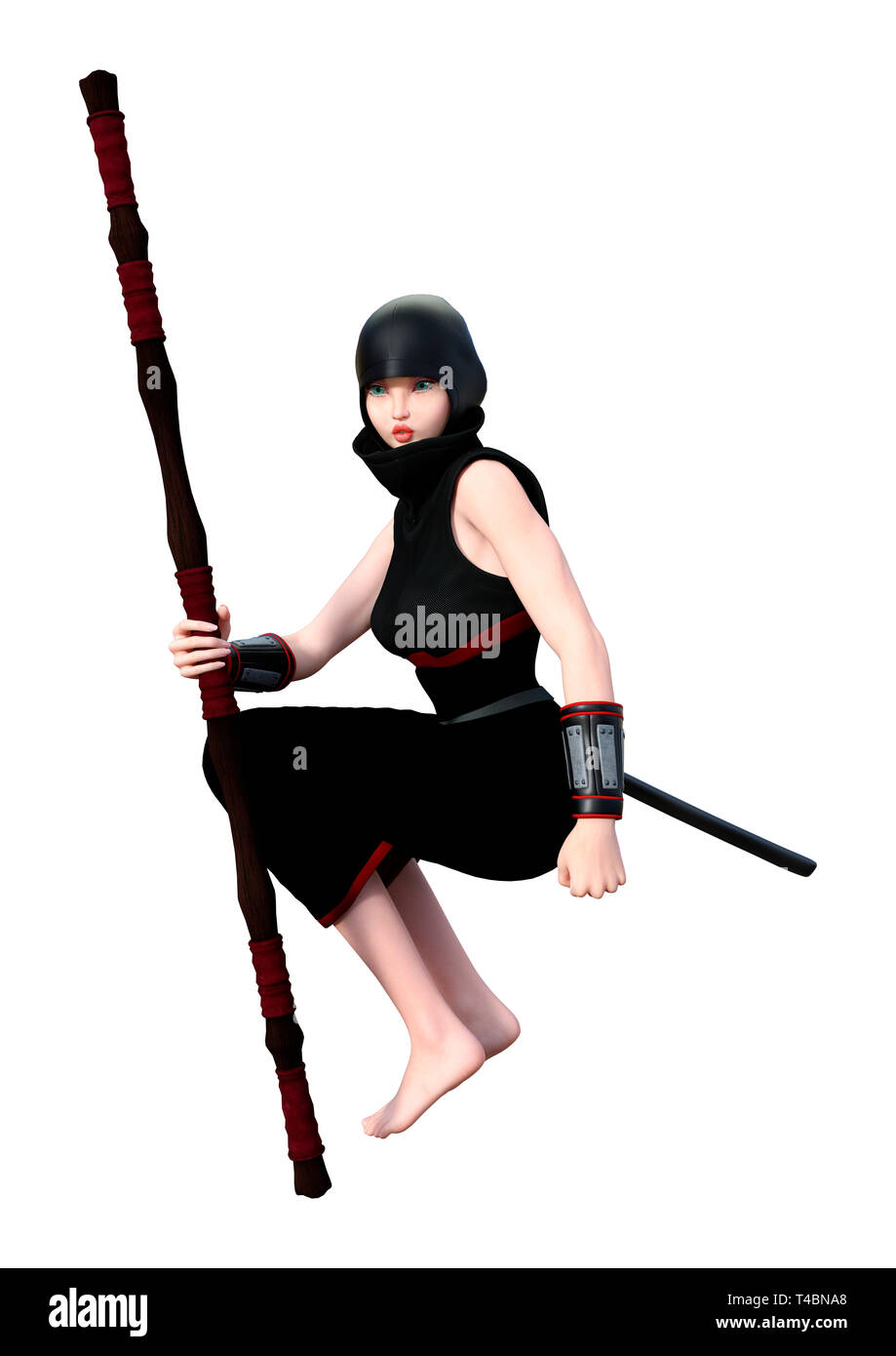 3D rendering of a female ninja isolated on white background Stock Photo ...