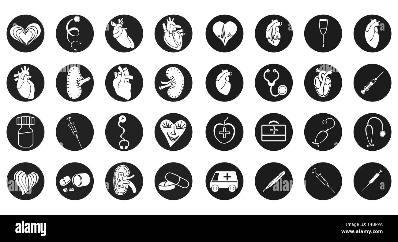 Set of medical icons. Black and white. illustration Stock Photo - Alamy