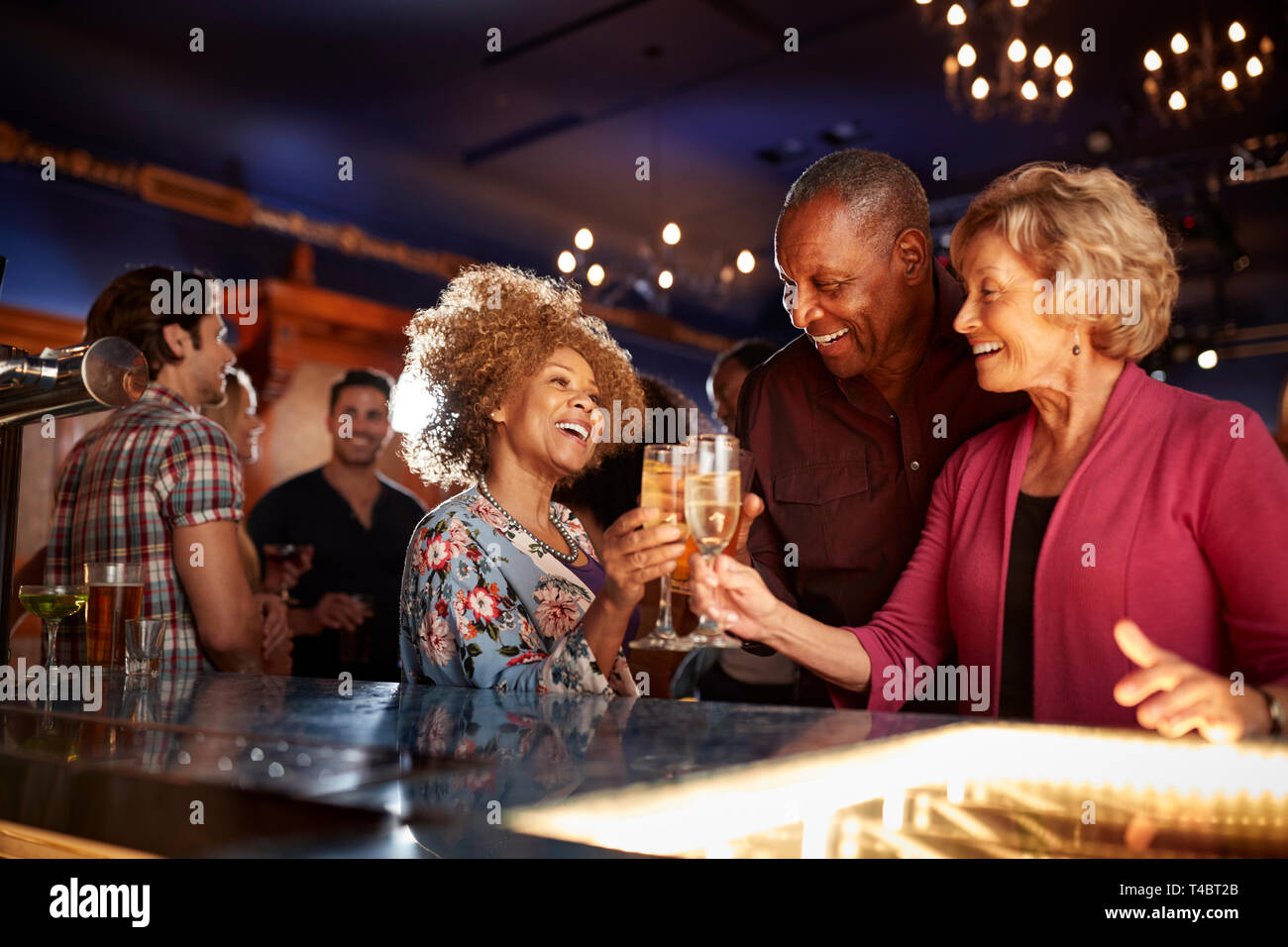 Group Of Senior Friends Drinking In Bar Together Stock Photo - Alamy
