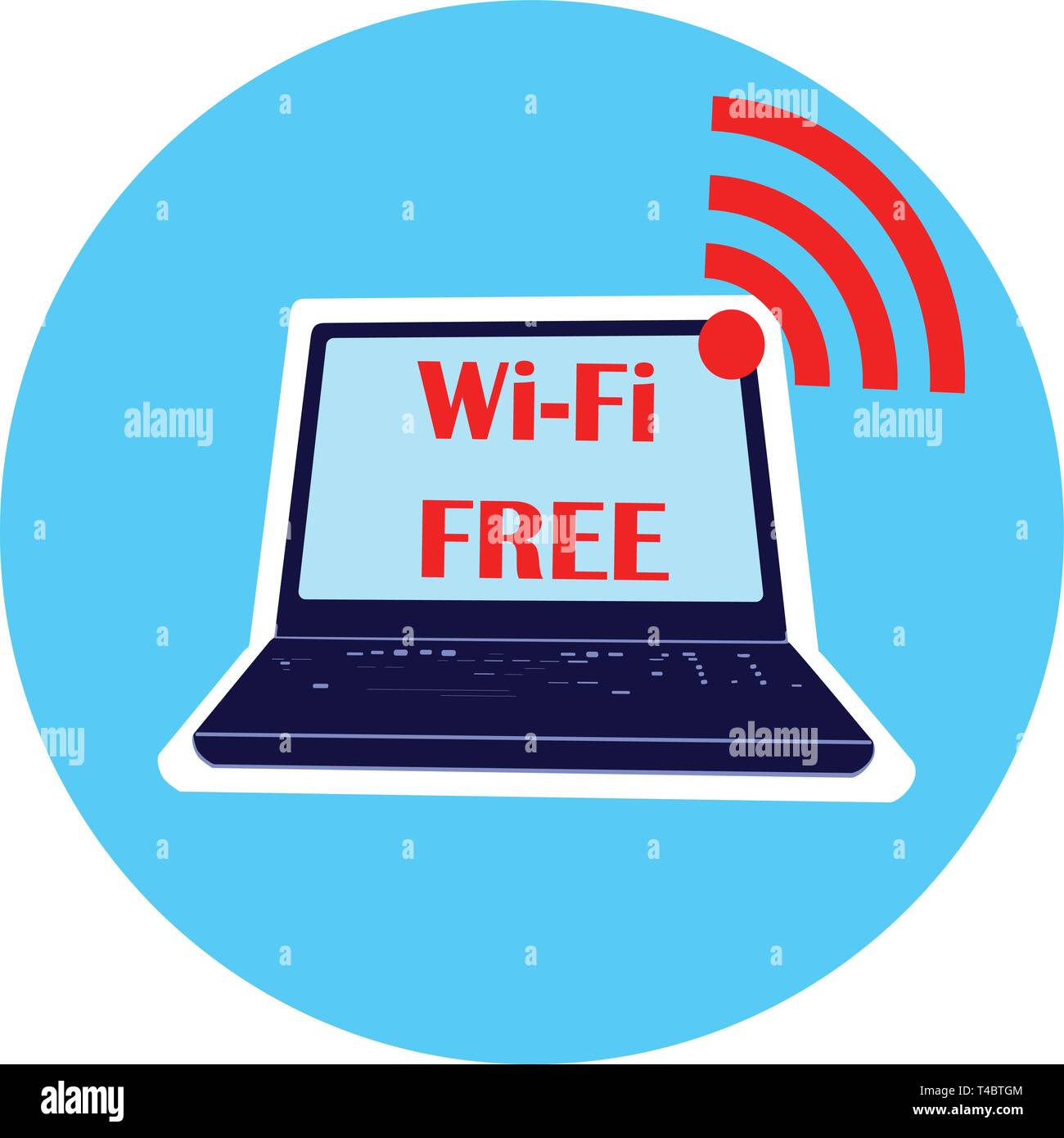 Flat drawing of a laptop. Sign, symbol of free wi-fi. Vector Stock ...