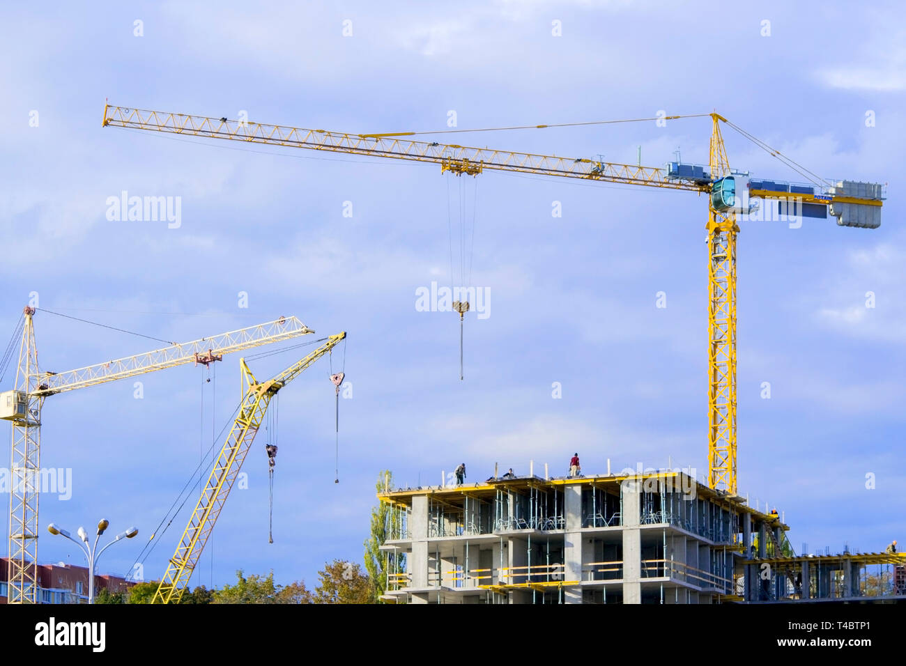Construction of high-rise buildings. City landscape. Copy space Stock ...