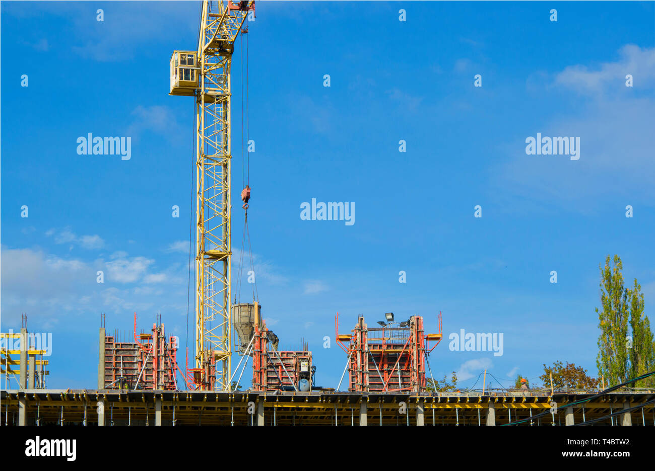 Construction of high-rise buildings. City landscape. Copy space Stock ...