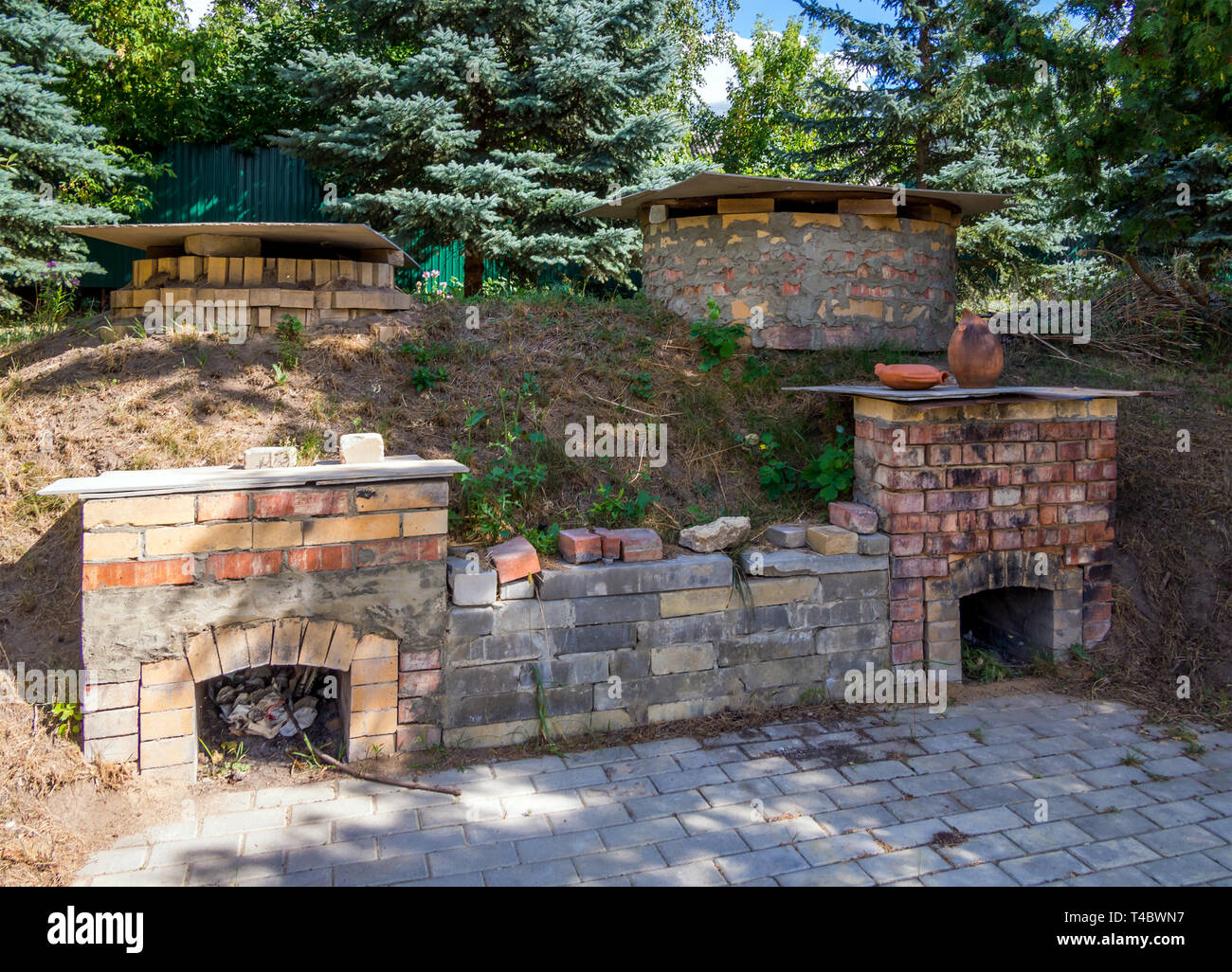An old furnace for baking clay products in the courtyard of a pottery ...