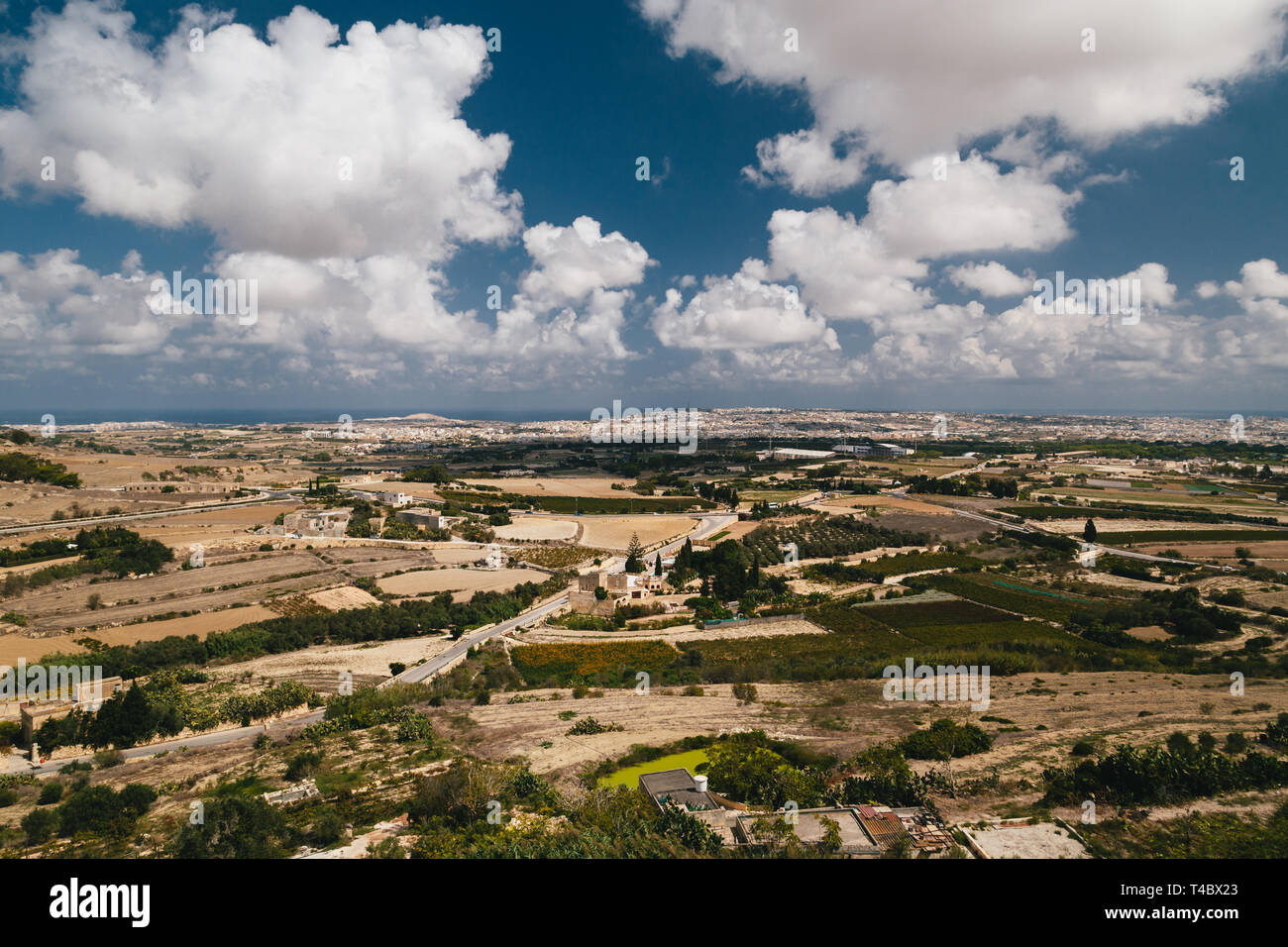 Beautiful panoramic view of Malta island from the top of Bastion Square ...
