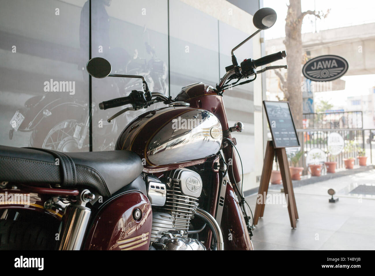 Jawa showroom in Jaipur, India on March 17, 2019. Java was founded in ...