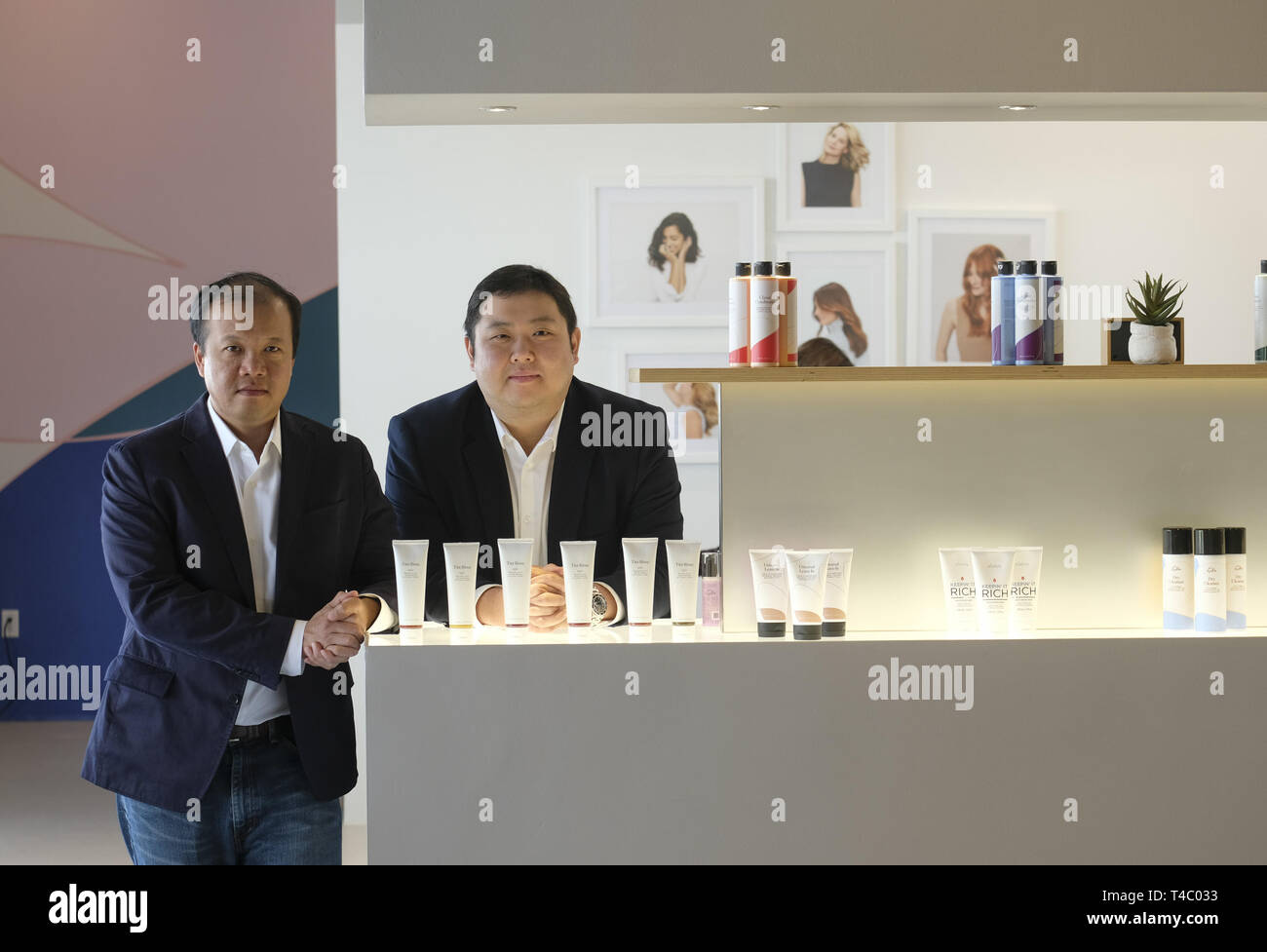 Los Angeles, California, USA. 26th Mar, 2019. David Lin, left, and ...