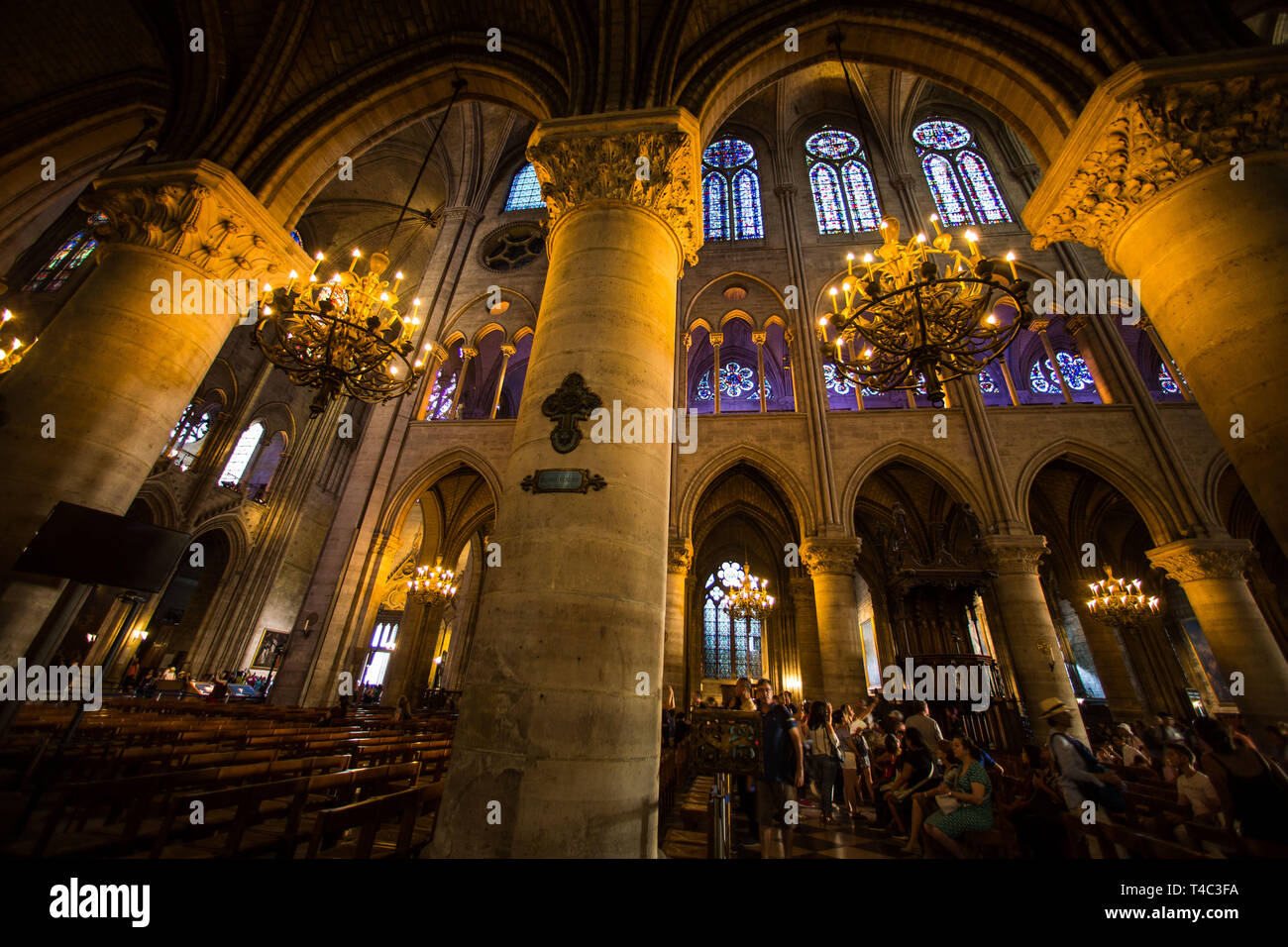 July 26, 2018 - Paris, France - Visitors enjoy the gothic architecture ...