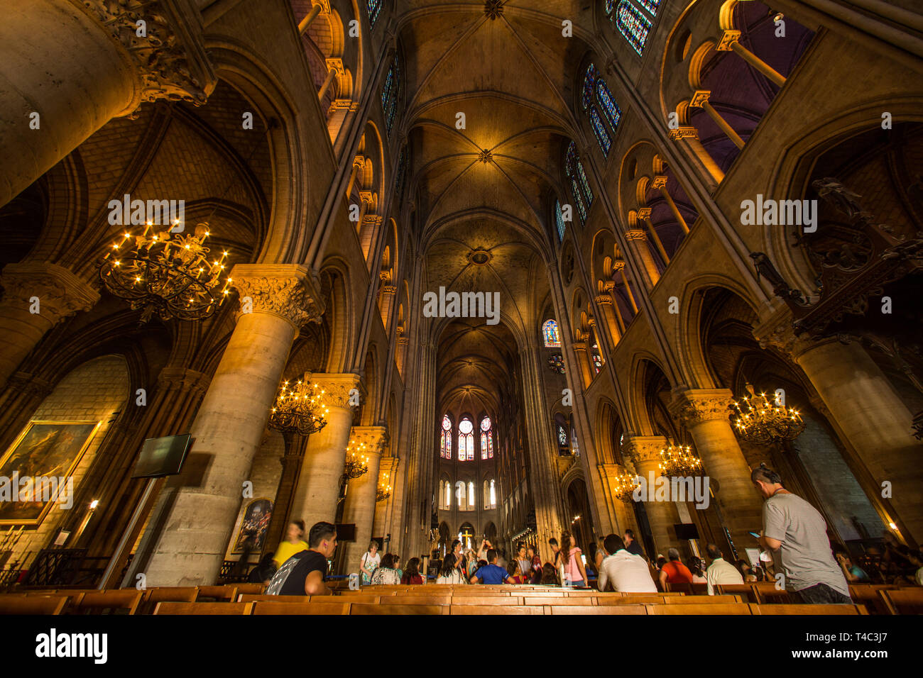 July 26, 2018 - Paris, France - Visitors enjoy the gothic architecture ...