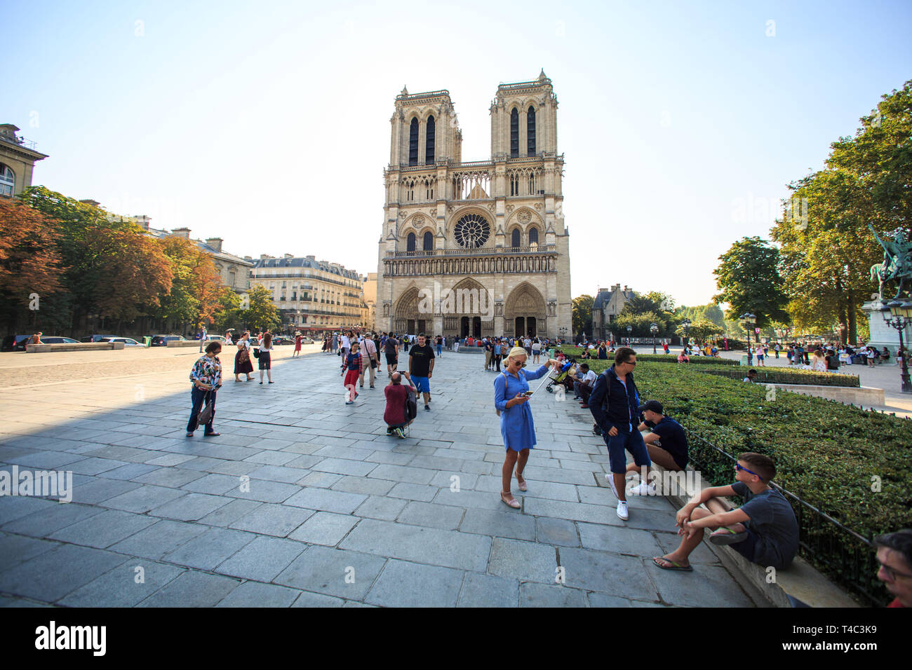 July 26, 2018 - Paris, France - Visitors enjoy the gothic architecture ...
