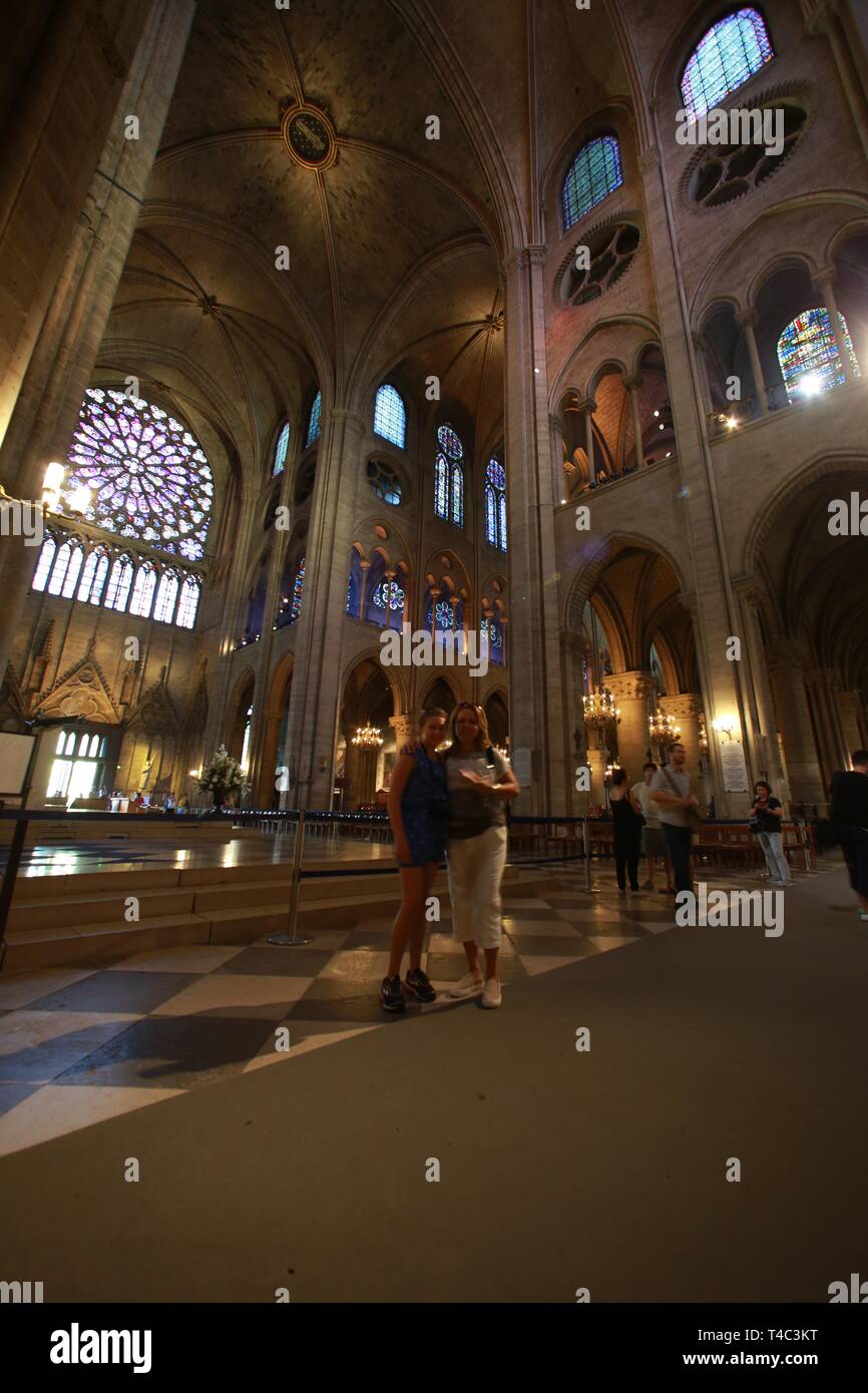 July 26, 2018 - Paris, France - Visitors enjoy the gothic architecture ...