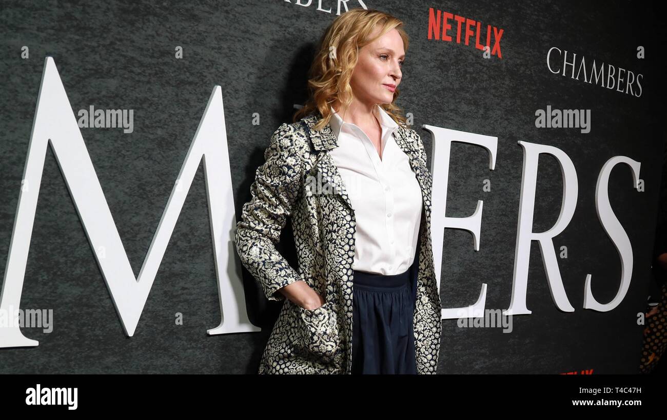 New York, NY, USA. 15th Apr, 2019. Uma Thurman at arrivals for CHAMBERS Series Premiere on ...