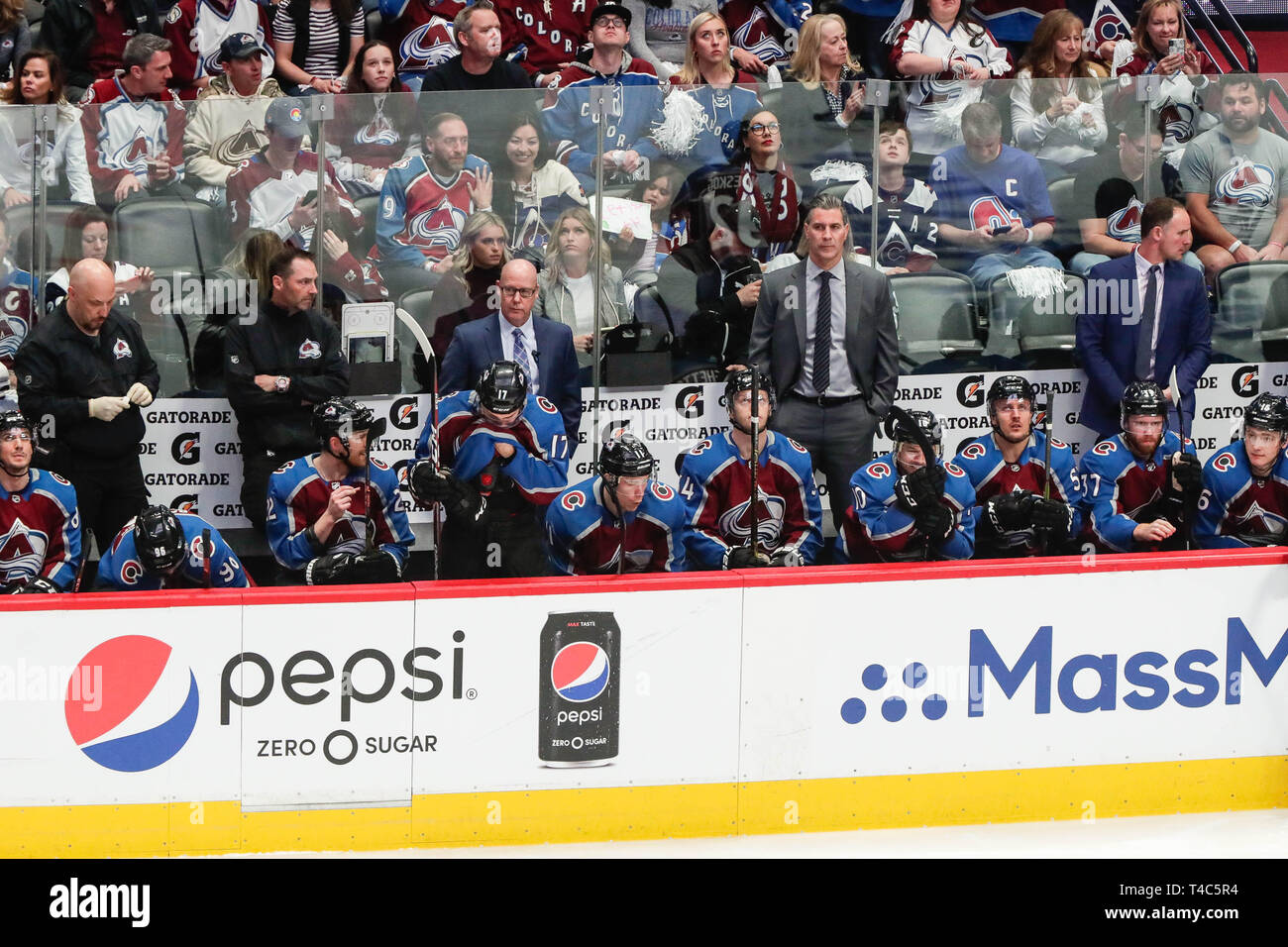 Denver, Colorado, USA. 15th Apr, 2019. Colorado bench during the ...