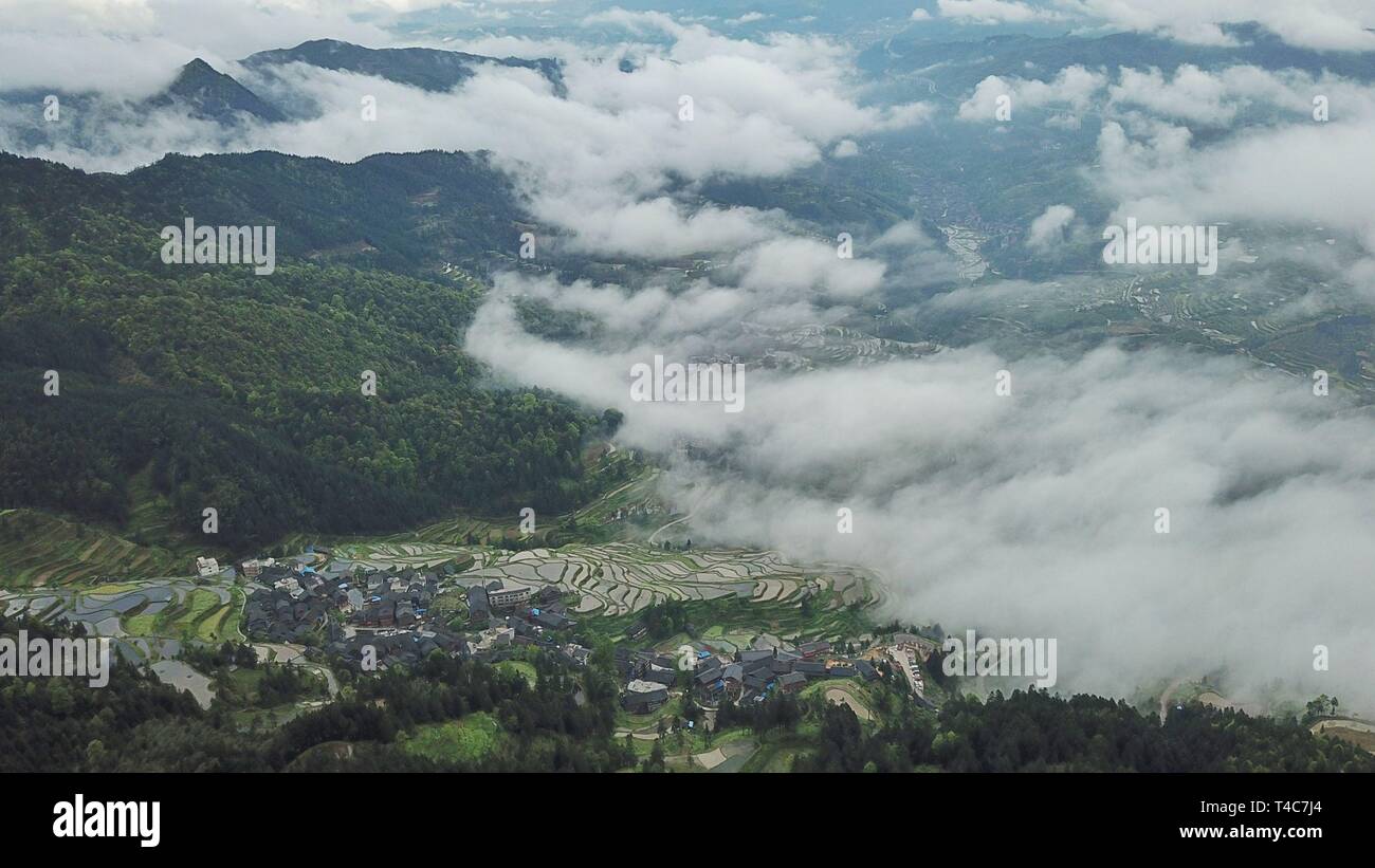 Liping. 16th Apr, 2019. Aerial photo taken on April 16, 2019 shows the ...