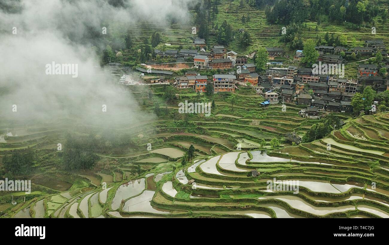 Liping. 16th Apr, 2019. Aerial photo taken on April 16, 2019 shows the ...