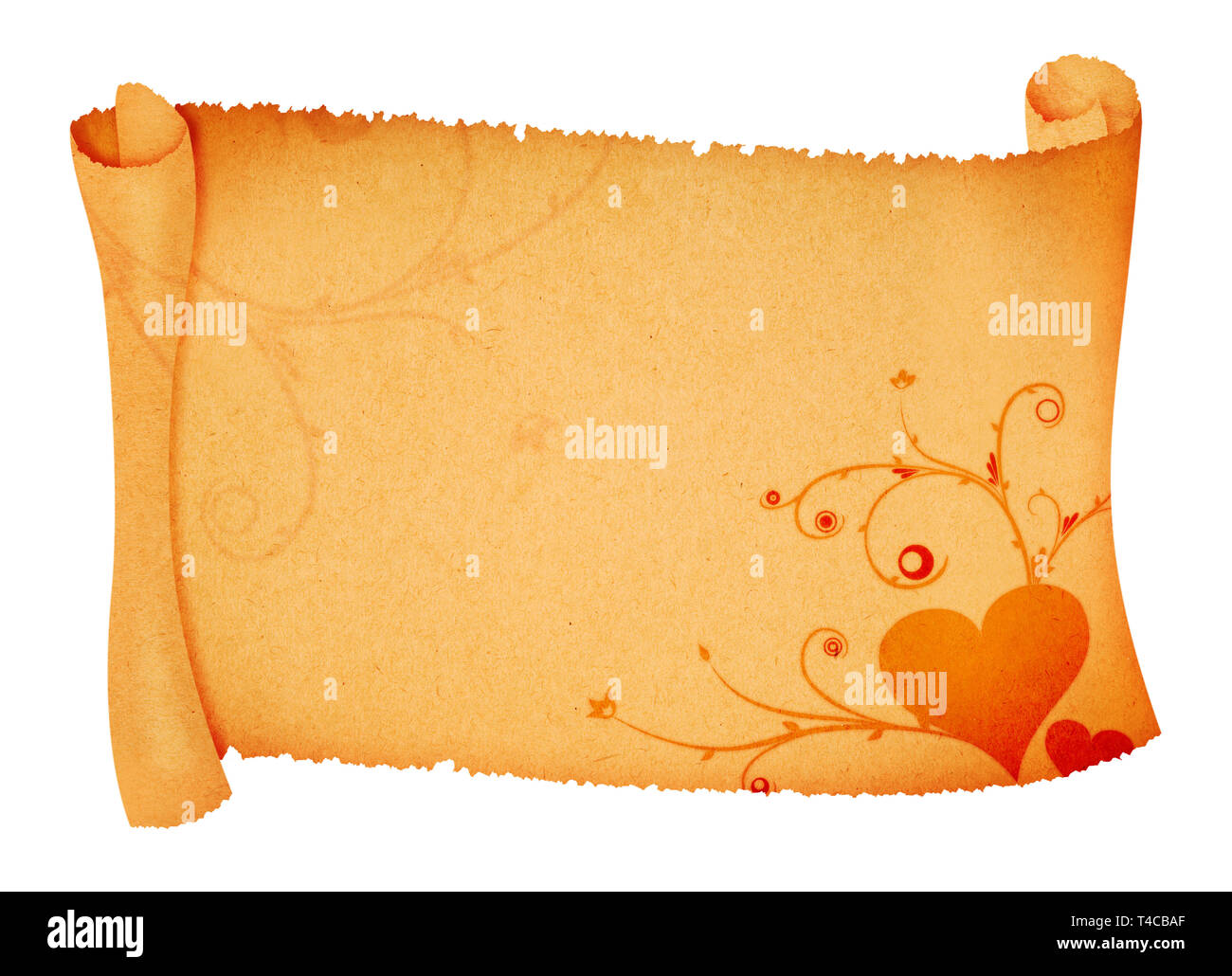 beautiful love ornaments on scroll paper background Stock Photo - Alamy