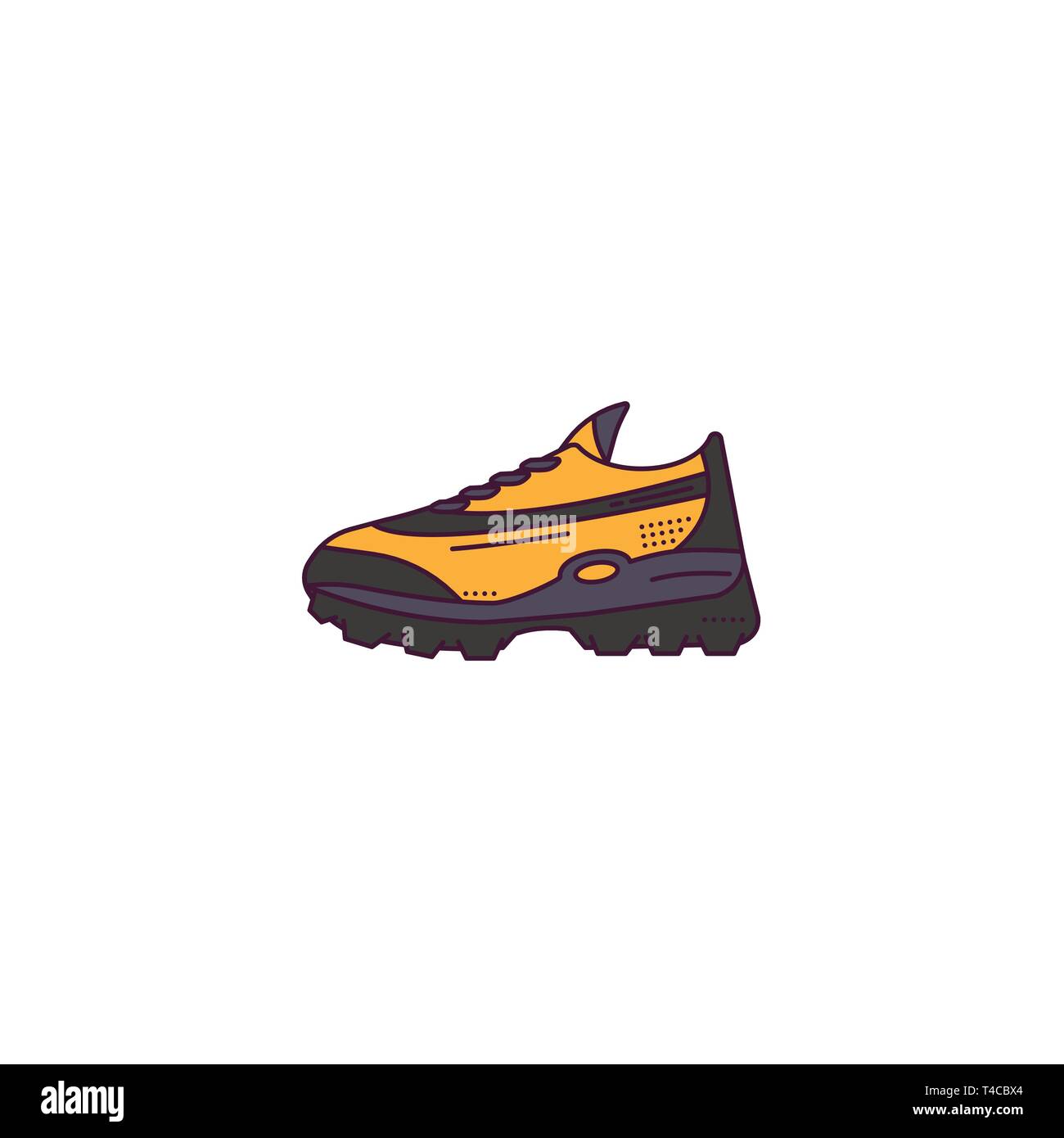 Fictional modern sneakers model side view. Linear style vector ...
