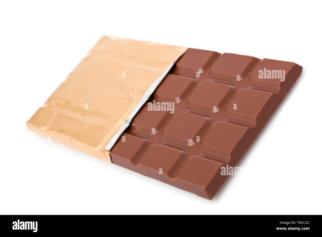 Chocolate bar in wrapper isolated on white background Stock Photo - Alamy