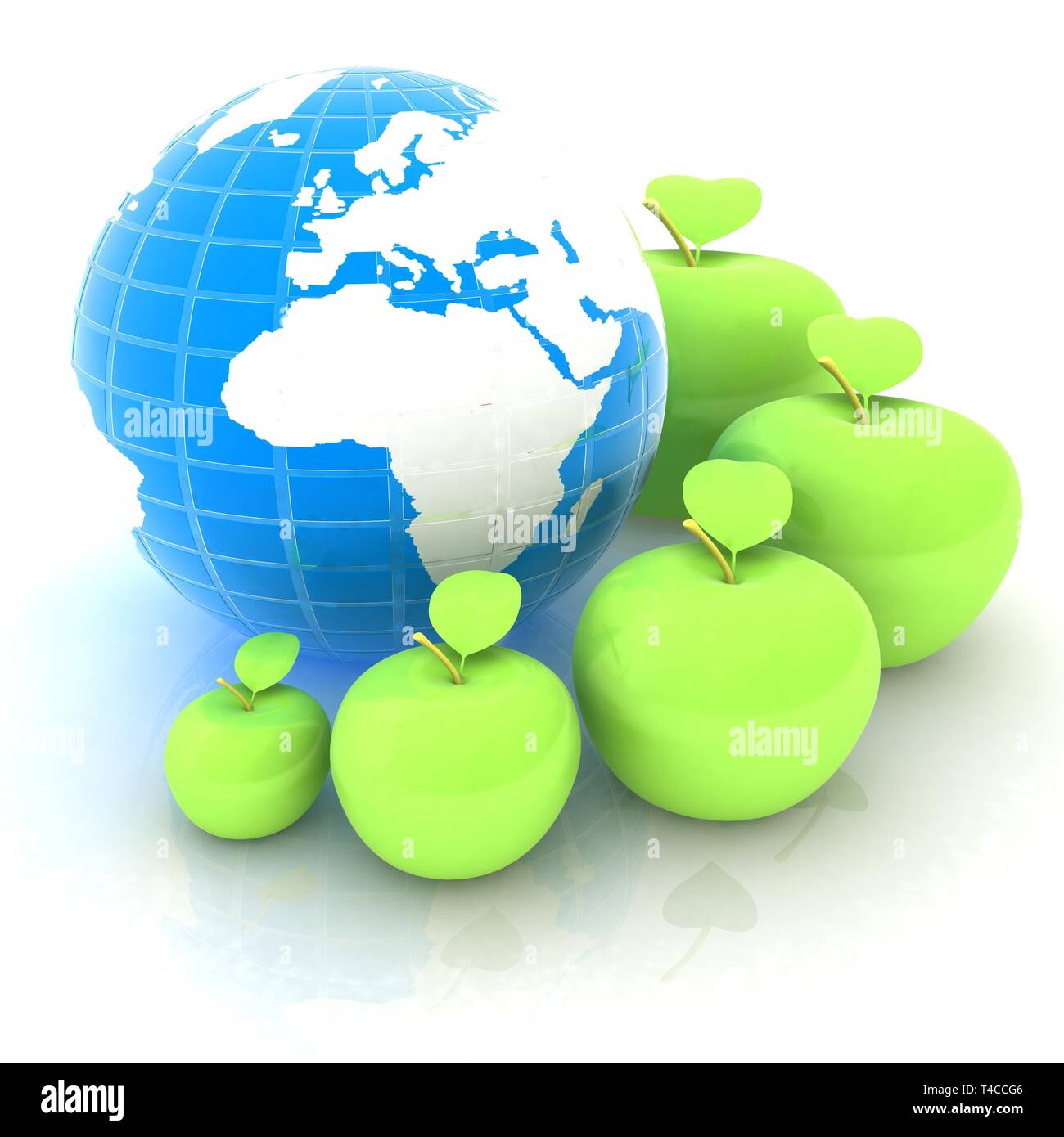 Earth and apples around - from the smallest to largest. Global dieting ...