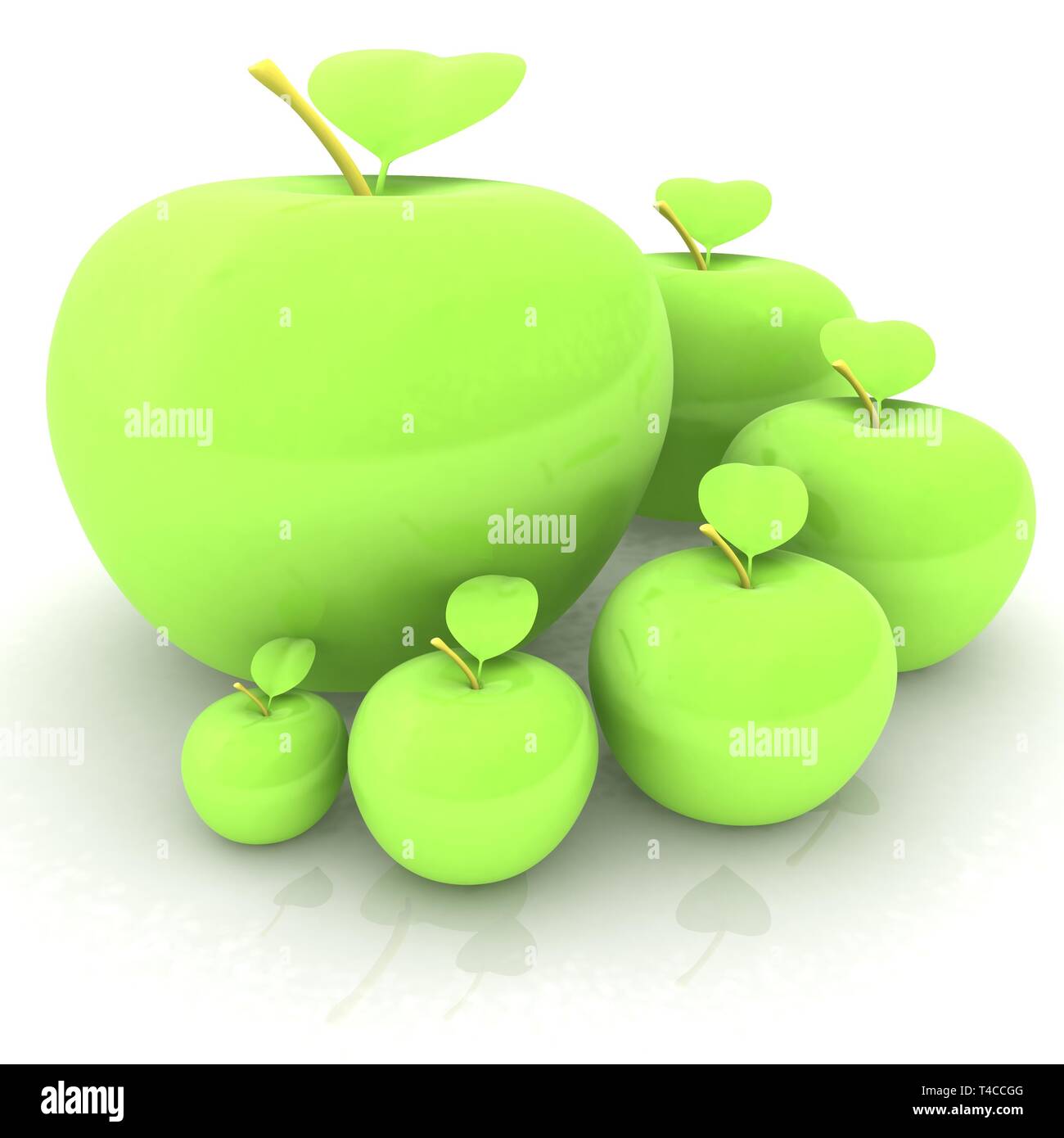 One large apple and apples around - from the smallest to largest ...