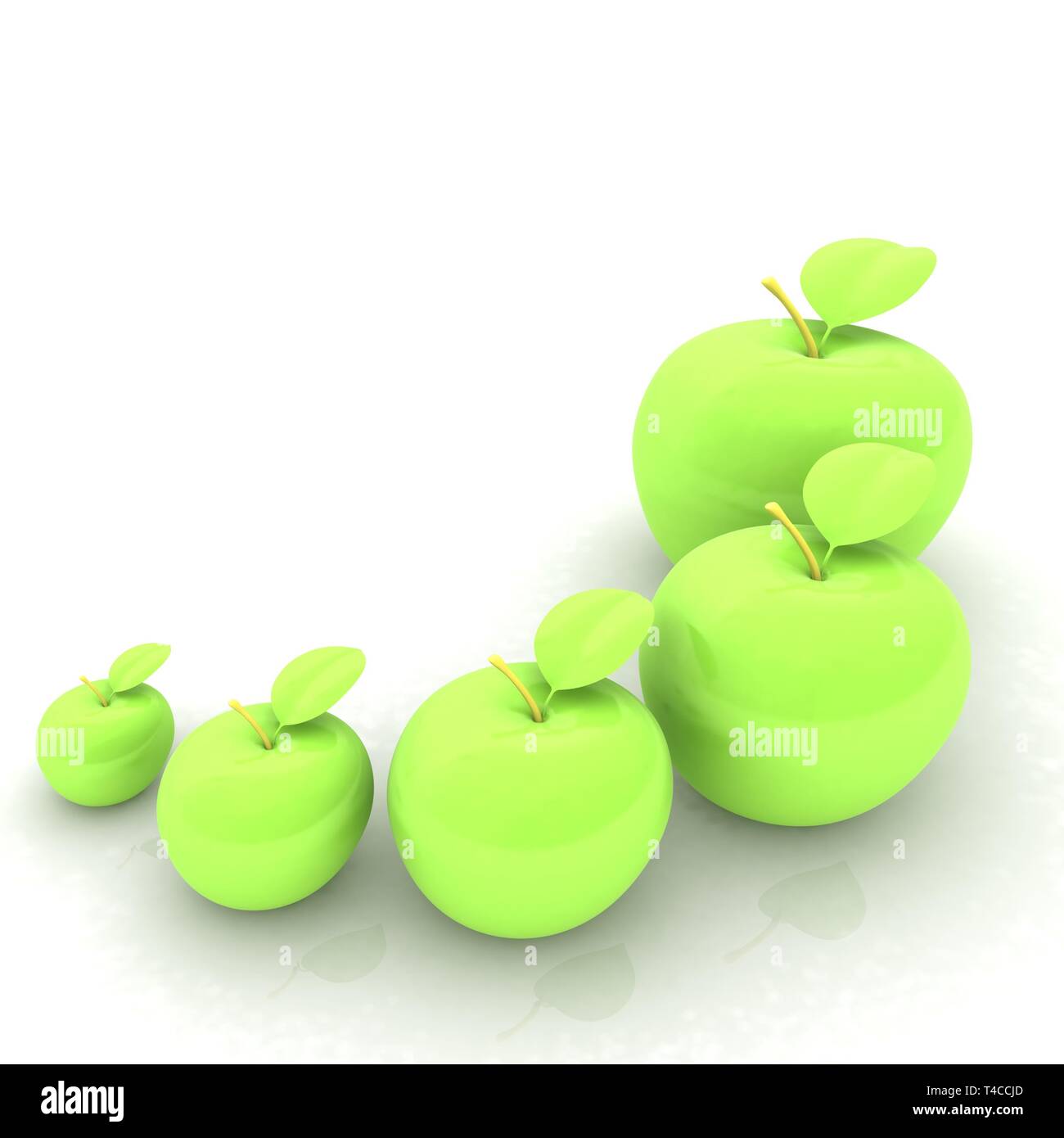 One large apple and apples around - from the smallest to largest ...