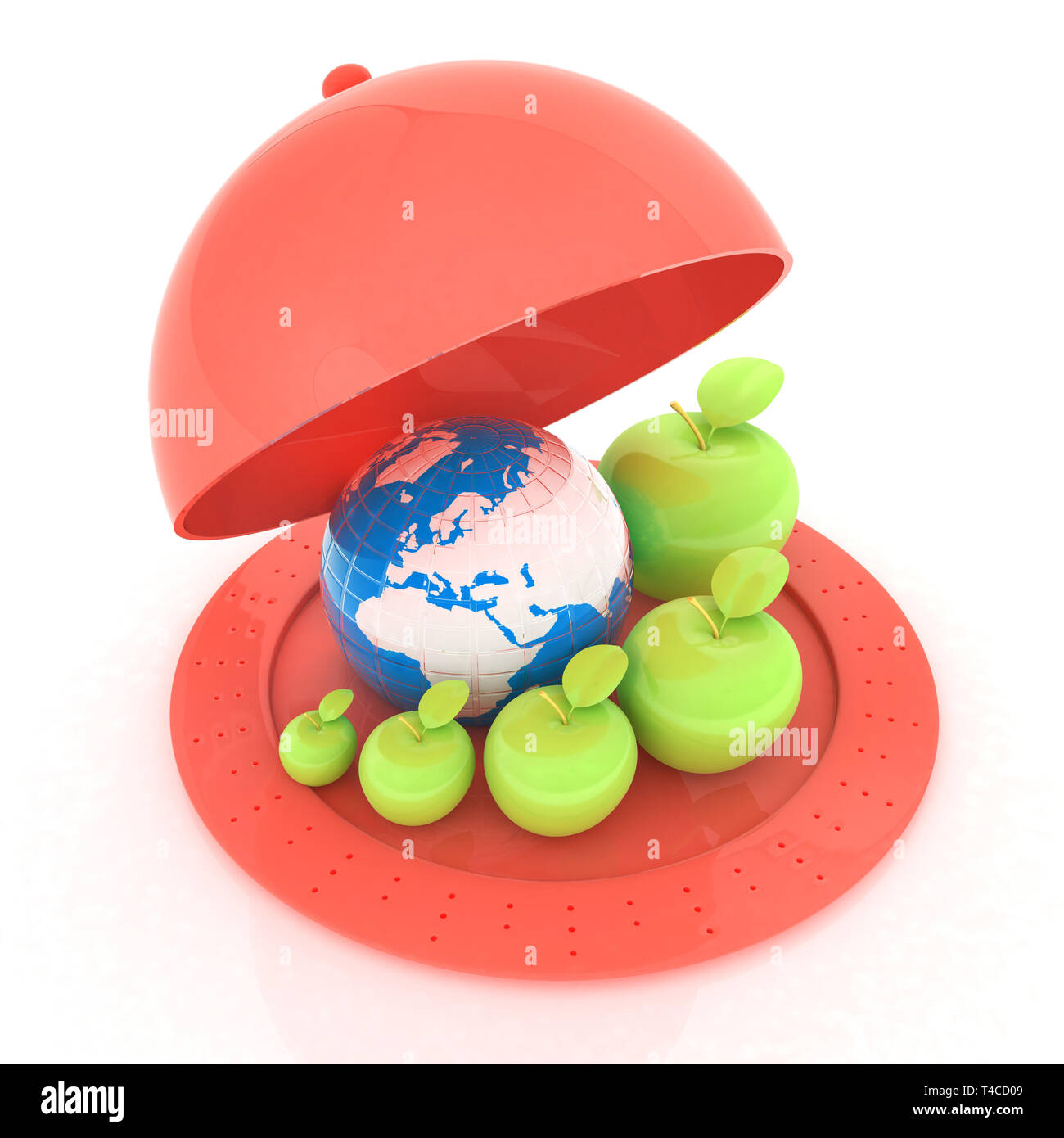 Earth and apples around - from the smallest to largest on Serving dome ...