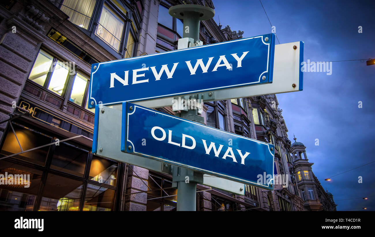 Street Sign NEW WAY versus OLD WAY Stock Photo - Alamy