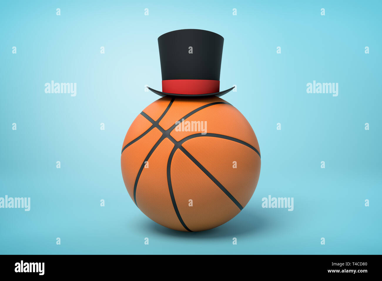 3d close-up rendering of basketball with little black tophat on top on ...
