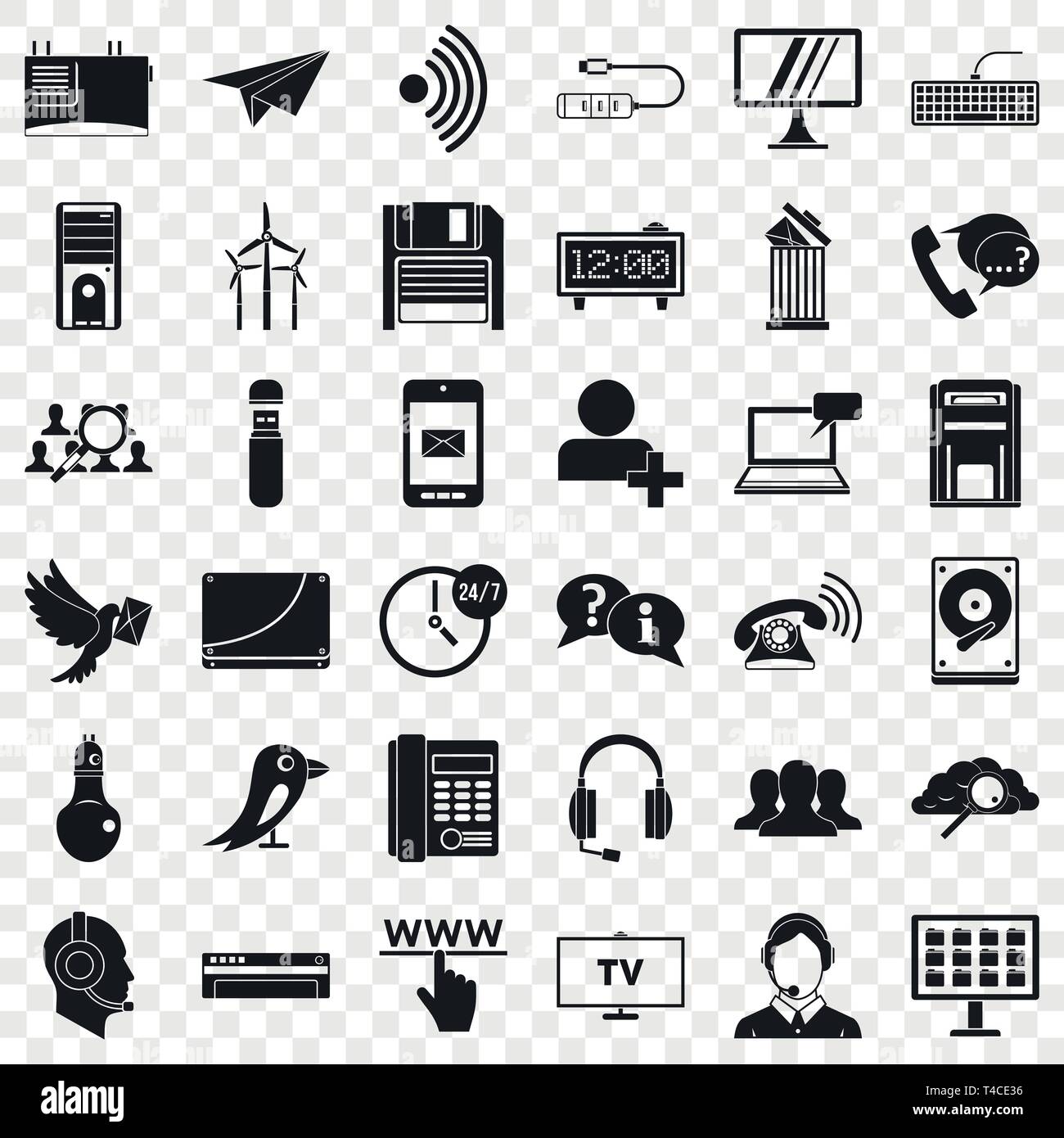 Telephone communication icons set, simple style Stock Vector Image ...