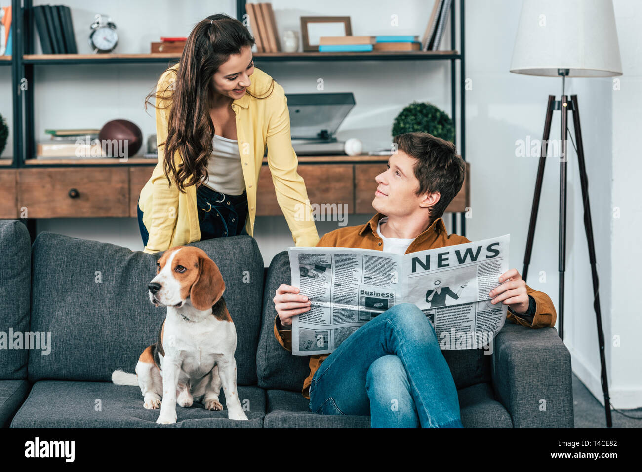 Students read newspaper hi-res stock photography and images - Alamy