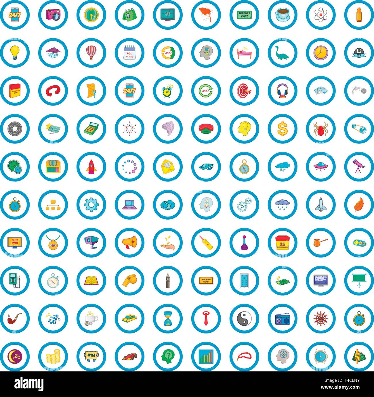 100 time icons set, cartoon style Stock Vector Image & Art - Alamy