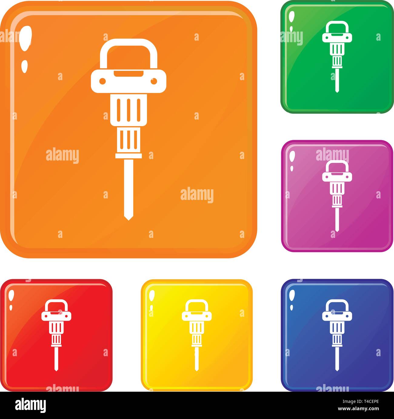 Pneumatic hammer icons set vector color Stock Vector Image & Art - Alamy