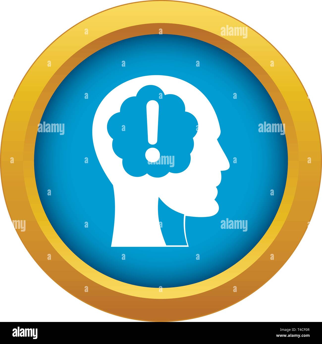 Head with exclamation mark inside icon blue vector isolated Stock ...