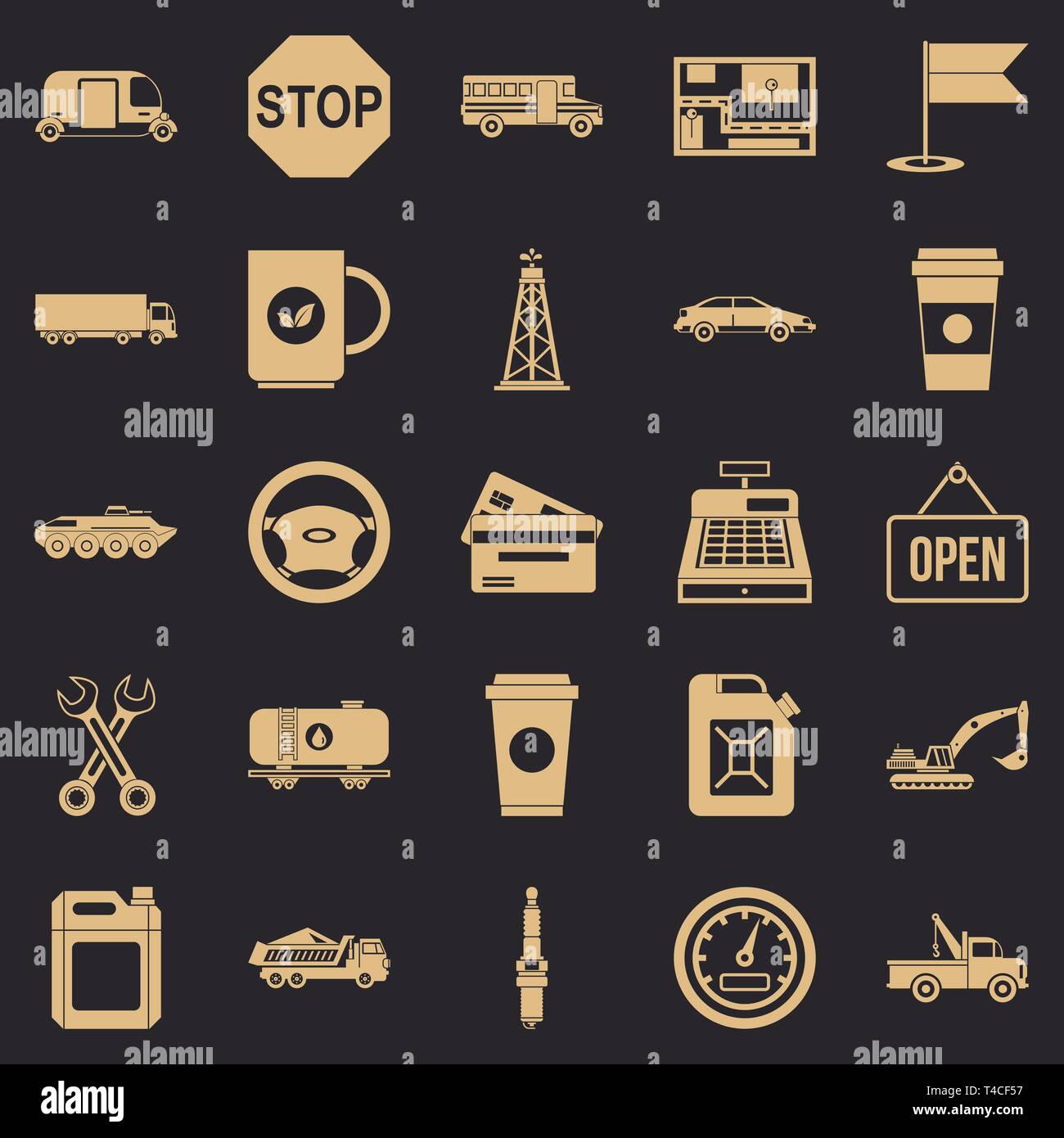 Filling station icons set, simple style Stock Vector Image & Art - Alamy
