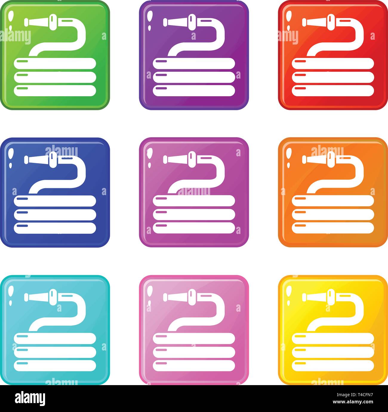Garden watering hose icons set 9 color collection Stock Vector Image ...