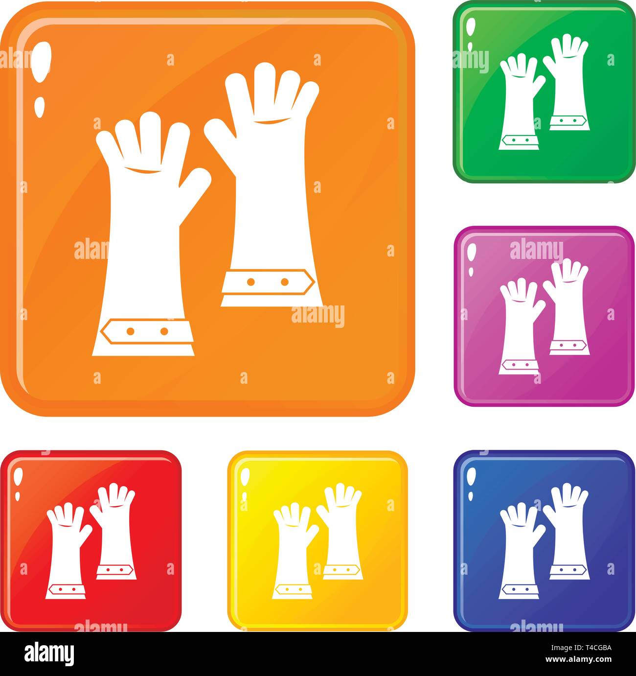 Heat resistant gloves for welding icons set vector color Stock Vector ...